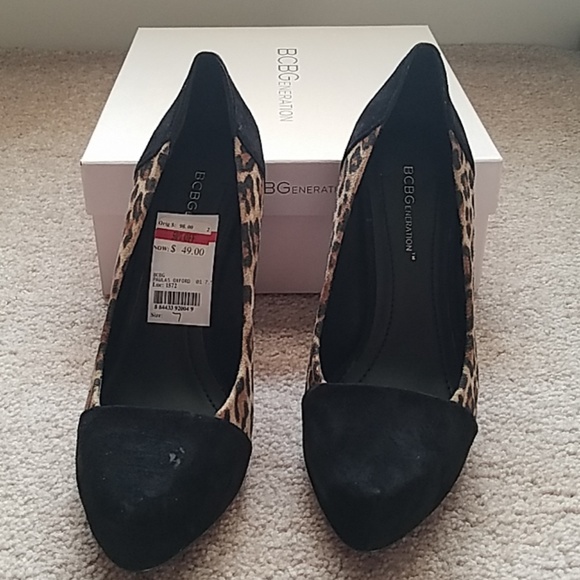 BCBGeneration | Shoes | Black And Leopard Suede Bcbg Heels | Poshmark